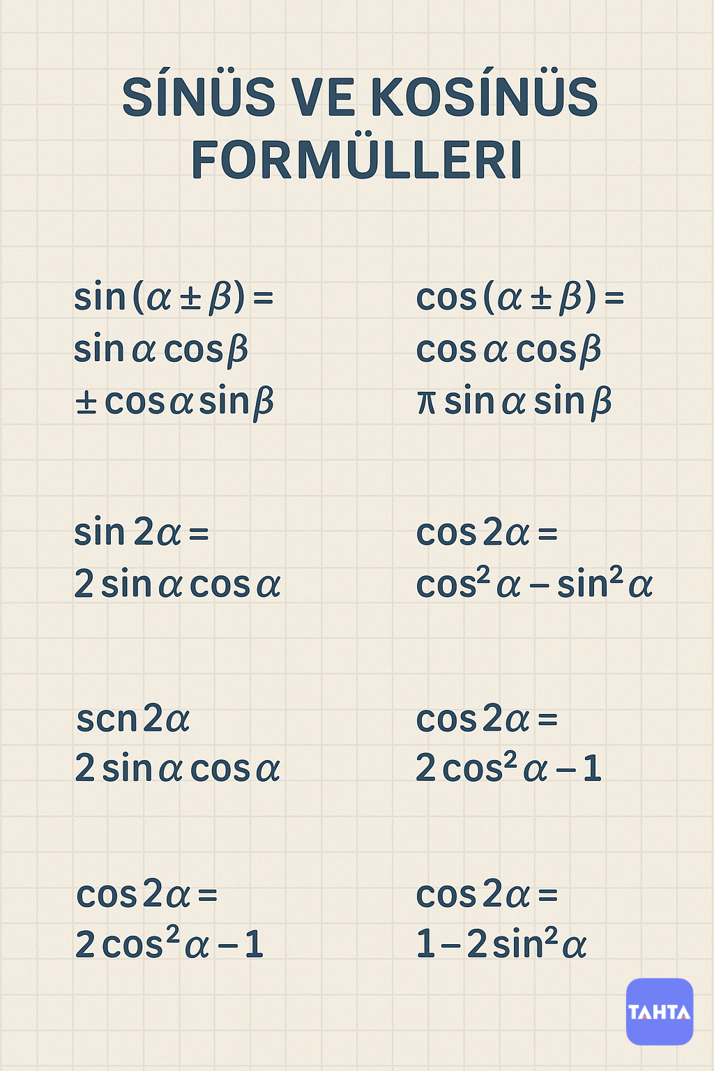 Trigonometri Formülleri: Sinüs, Kosinüs, Tanjant, Alan Hesapları
